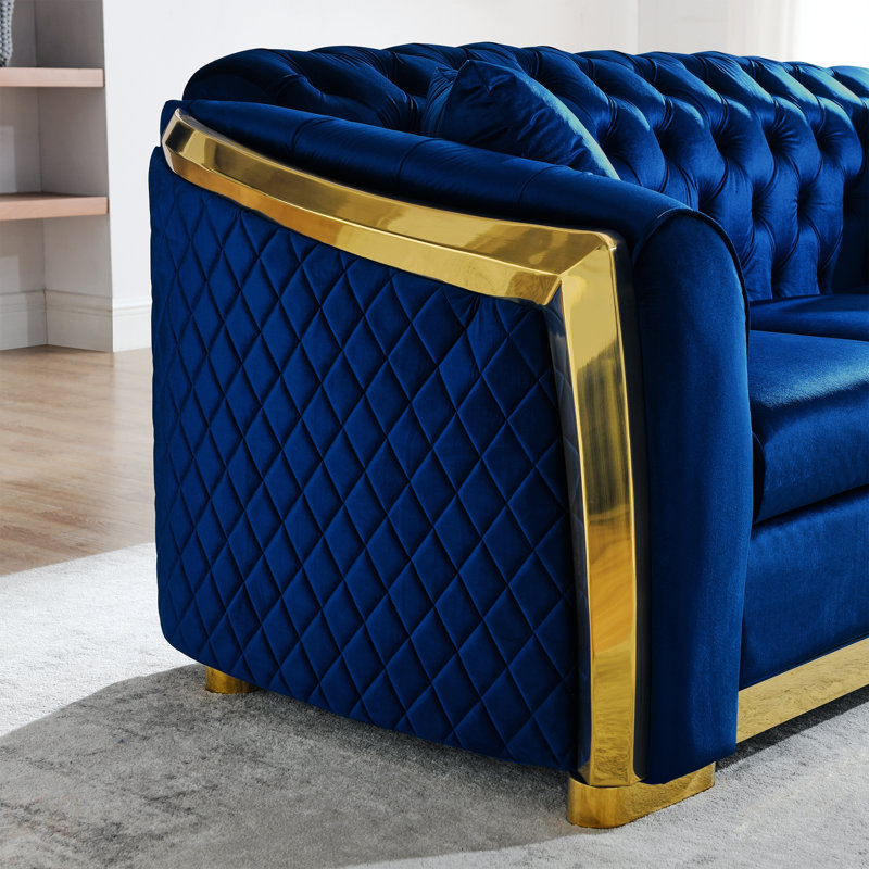 Everly Quinn Velvet Luxury Chesterfield Sofa Set | Wayfair